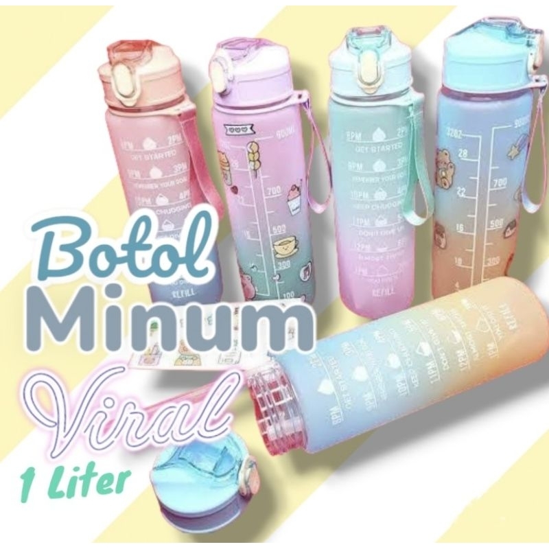 Jual Botol Minum Viral 1 Liter Motif Rainbow Tempat Minum Anak Viral ...