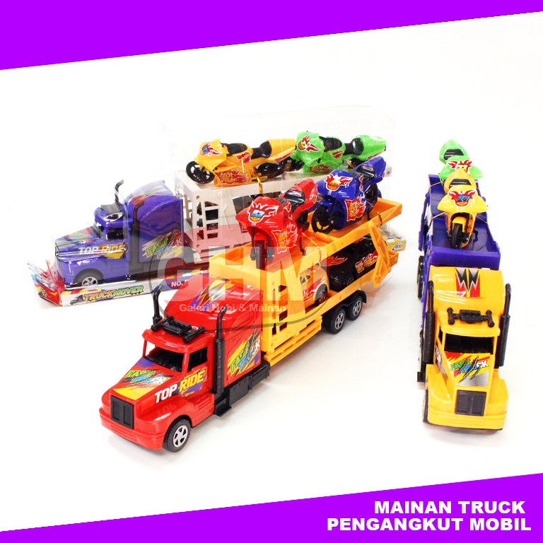 Jual Mainan Truk Pengangkut Mobil JUMBO Full Set isi 4 Motor Mobil ...