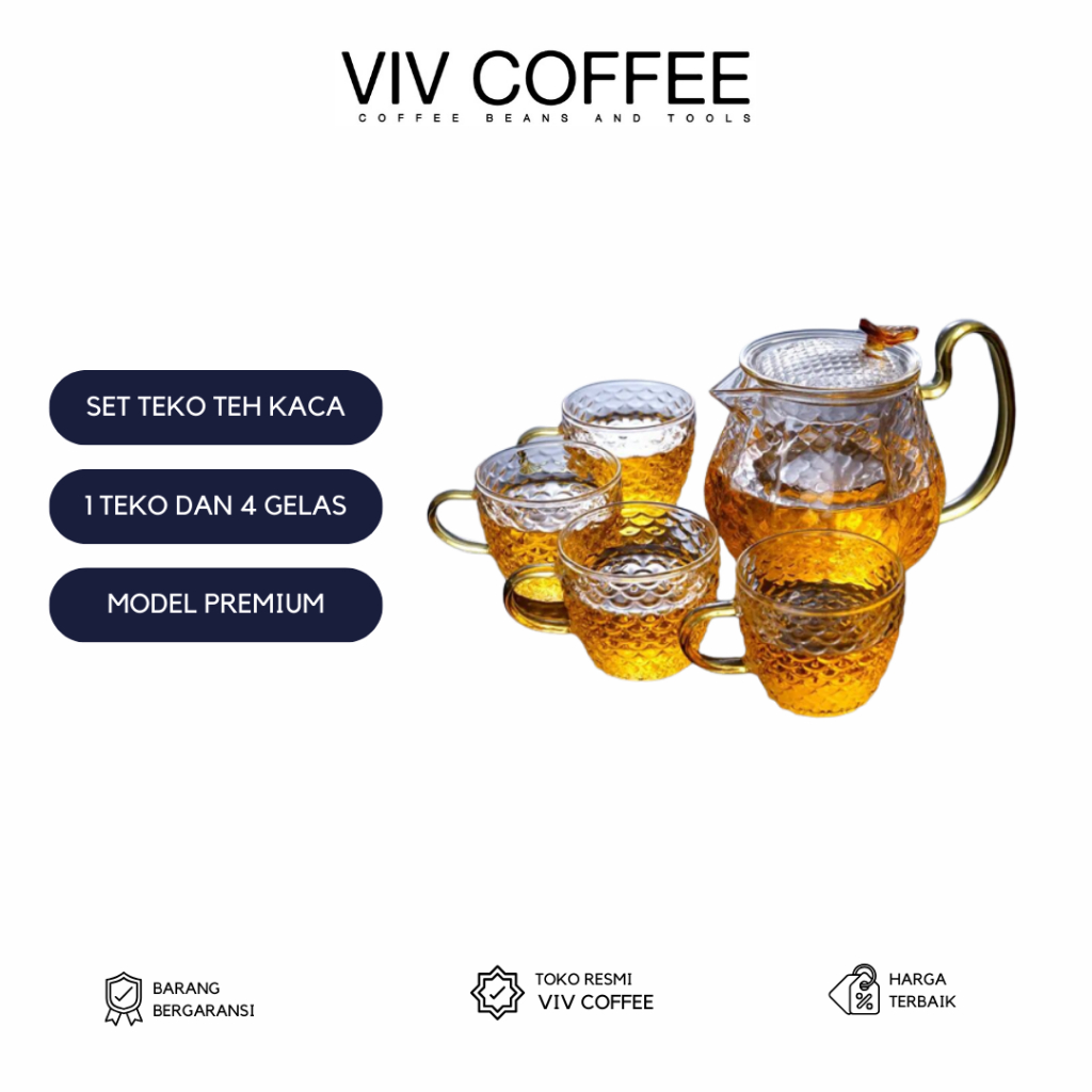 Jual Teko Teh Kaca Set Tea Maker 600ml with 4 Glass | Shopee Indonesia