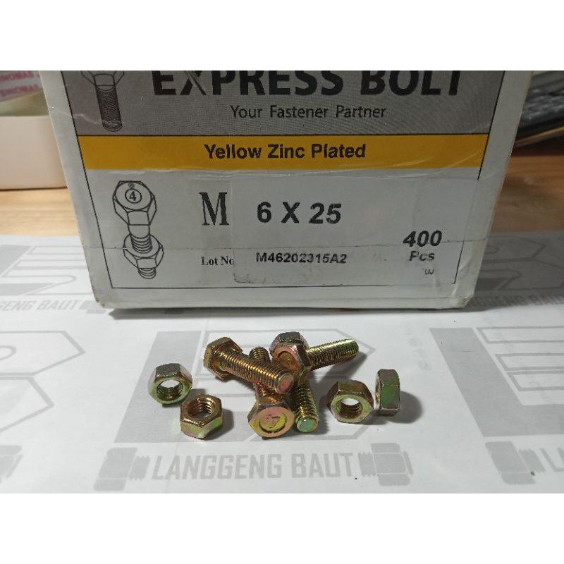 Jual Baut Mur Flange Baut BMK Kuning Panjang 2,5CM 25MM | Shopee Indonesia