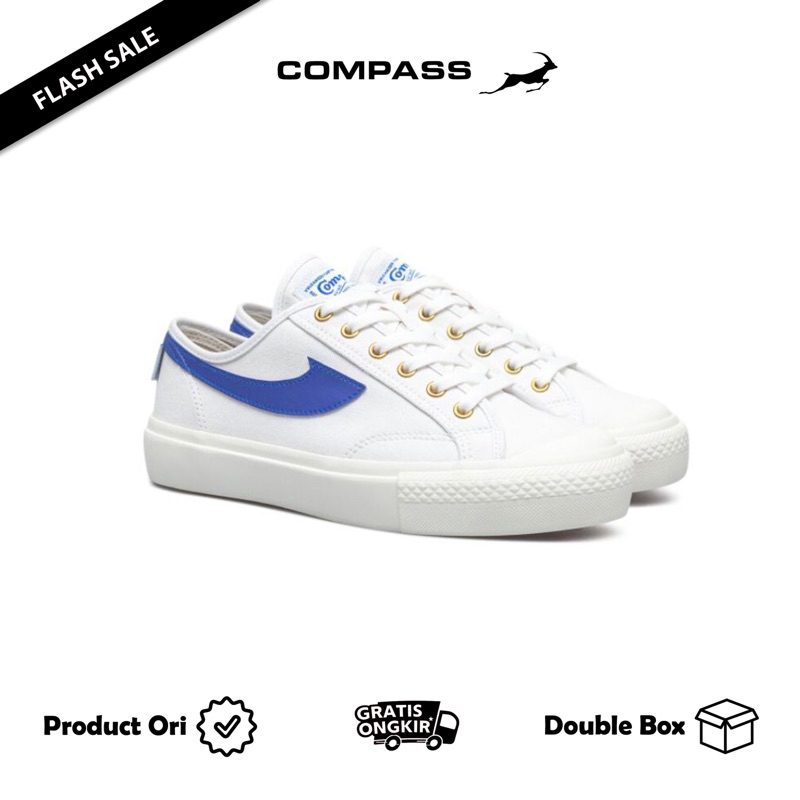 Jual [ORIGINAL] SEPATU COMPASS GAZELLE LOW WHITE BLUE | Shopee Indonesia