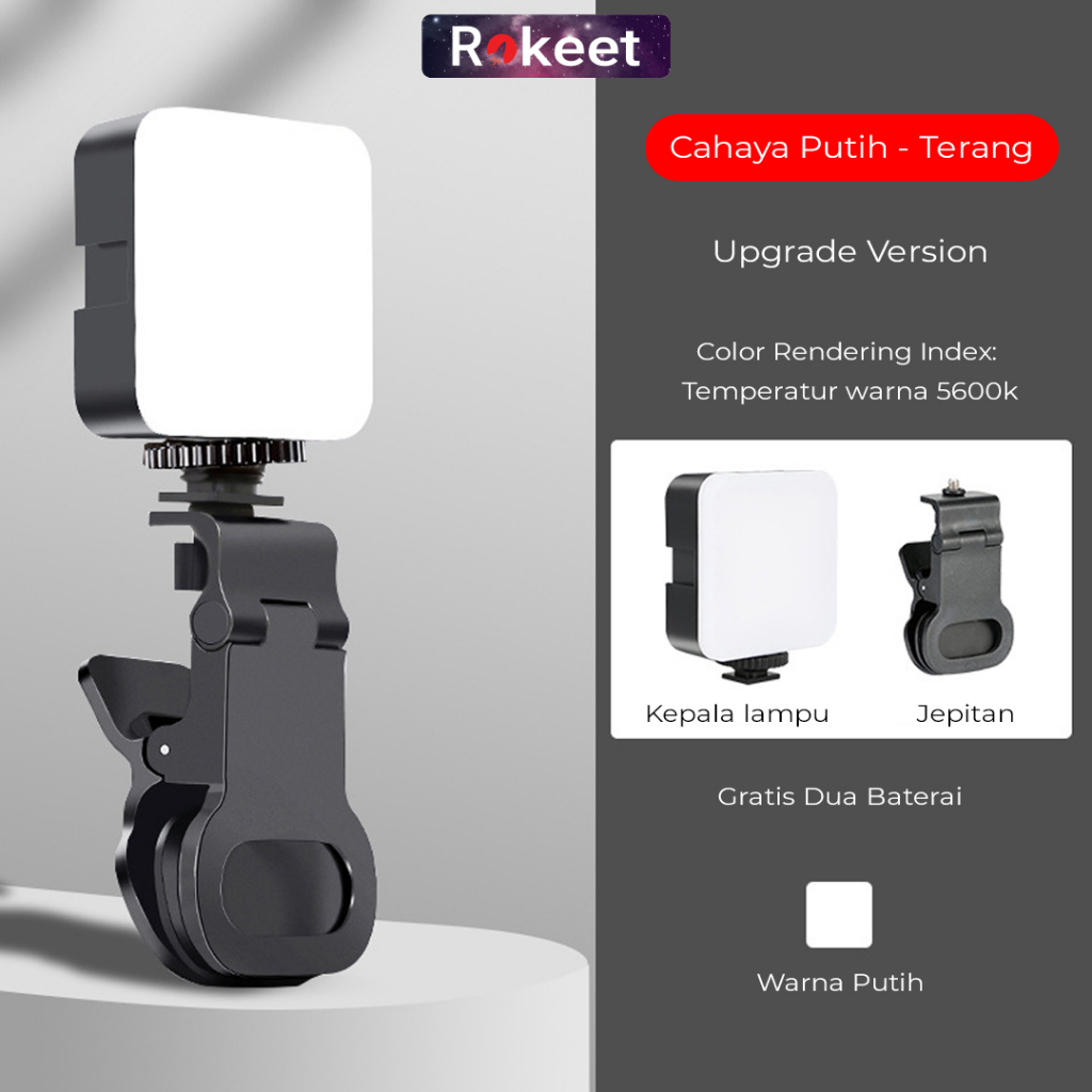 Jual Rokeet Lampu Selfie Portable Clip Fill Light LED Lampu Live ...
