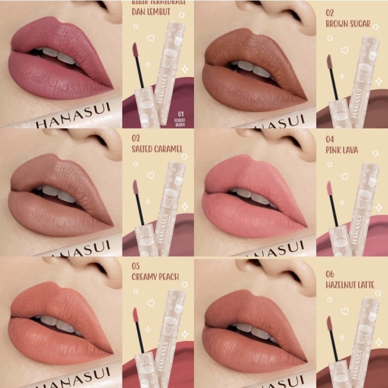 Jual HANASUI MATTEDORABLE LIP CREAM BOBA EDITION VARIAN NO 01 SAMPAI 06 ...
