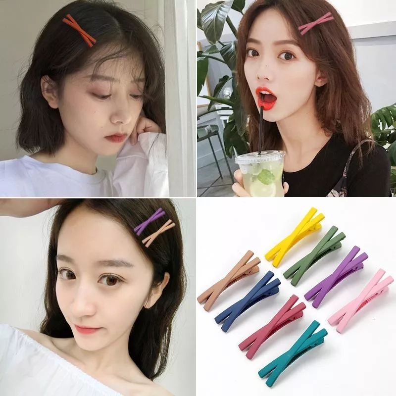 Jual Jepit poni rambut size pendek Korea jepit pin warna matte 1 set ...