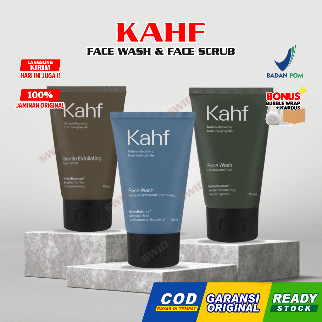 Jual Kahf Face Wash 100ml Biru Hitam Hijau All Varian Sabun Wajah Pria ...