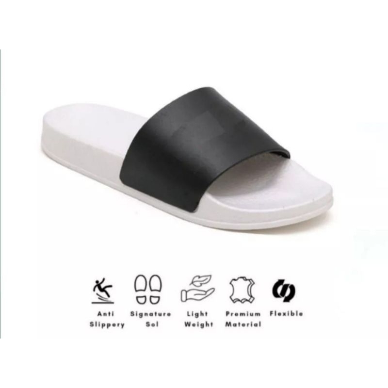 Jual Sandal Slide Pria Wanita Sandal Slop Polos Upper Loke Sistem ...