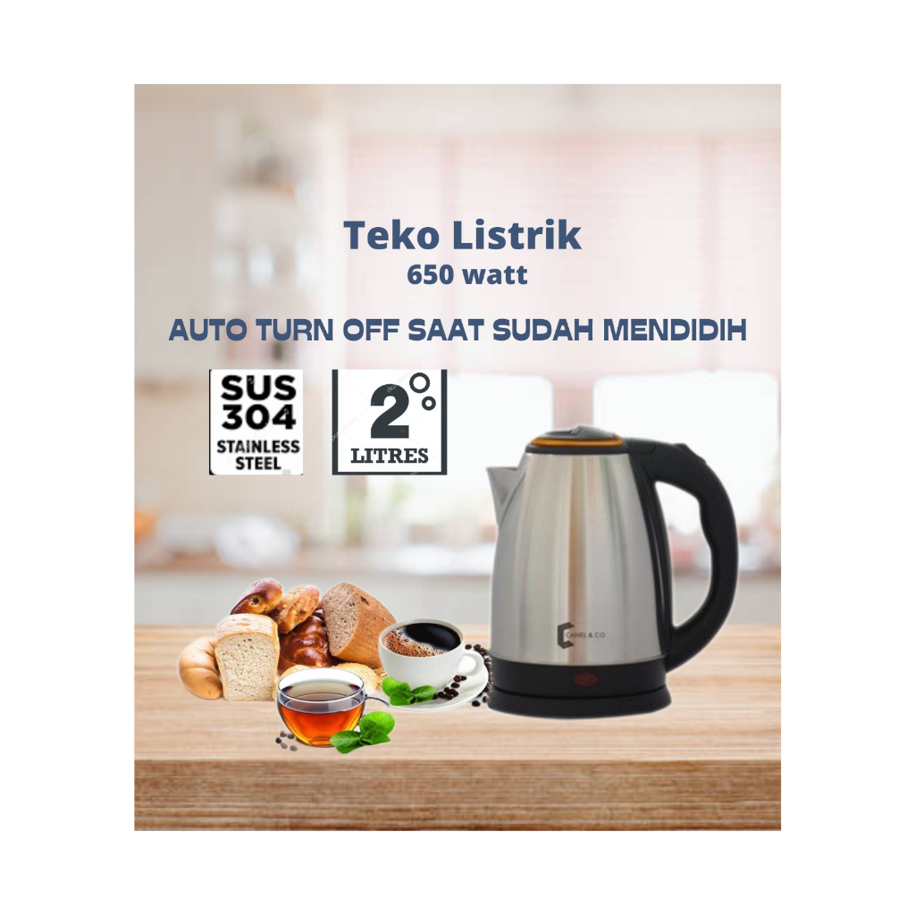 Jual CANEL & CO Teko Listrik 2 Liter Otomatis 650 Watt Stainless ...