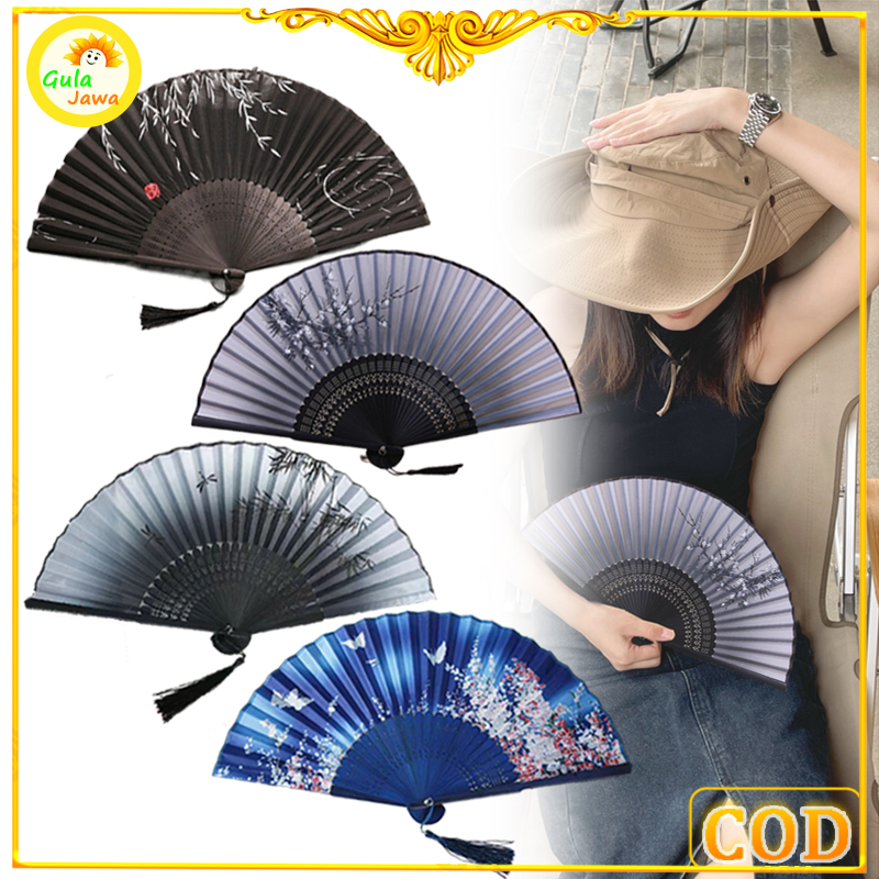 Jual Kipas Tangan Model Lipat Bahan Bambu Desain Bunga Gaya Vintagecina ...