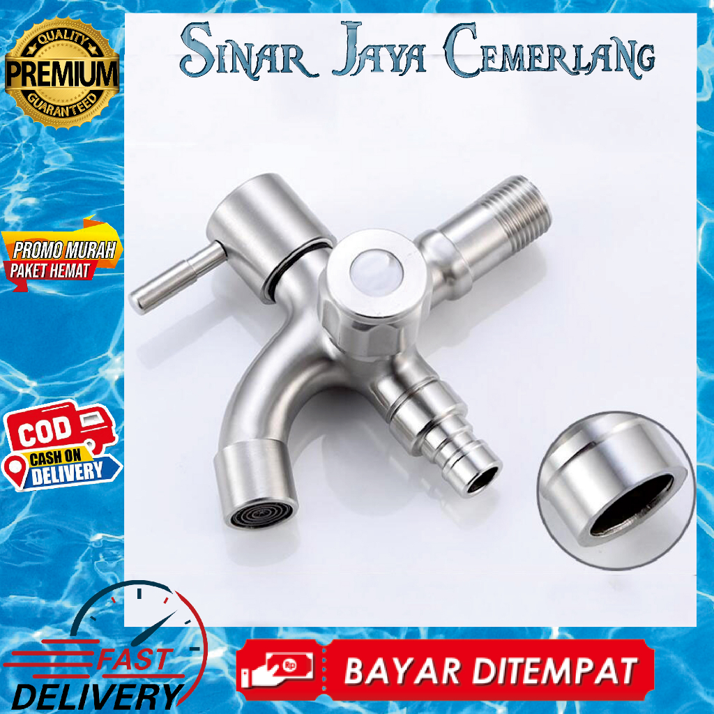 Jual Kran Shower Cabang Stainless SUS 304 - Kran Shower Mandi - Keran Air Tembok Kamar Mandi ...