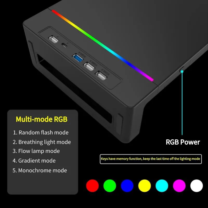 Jual RGB Computer Monitor Stands Riser Desk with USB3.0 Port Keyboard ...