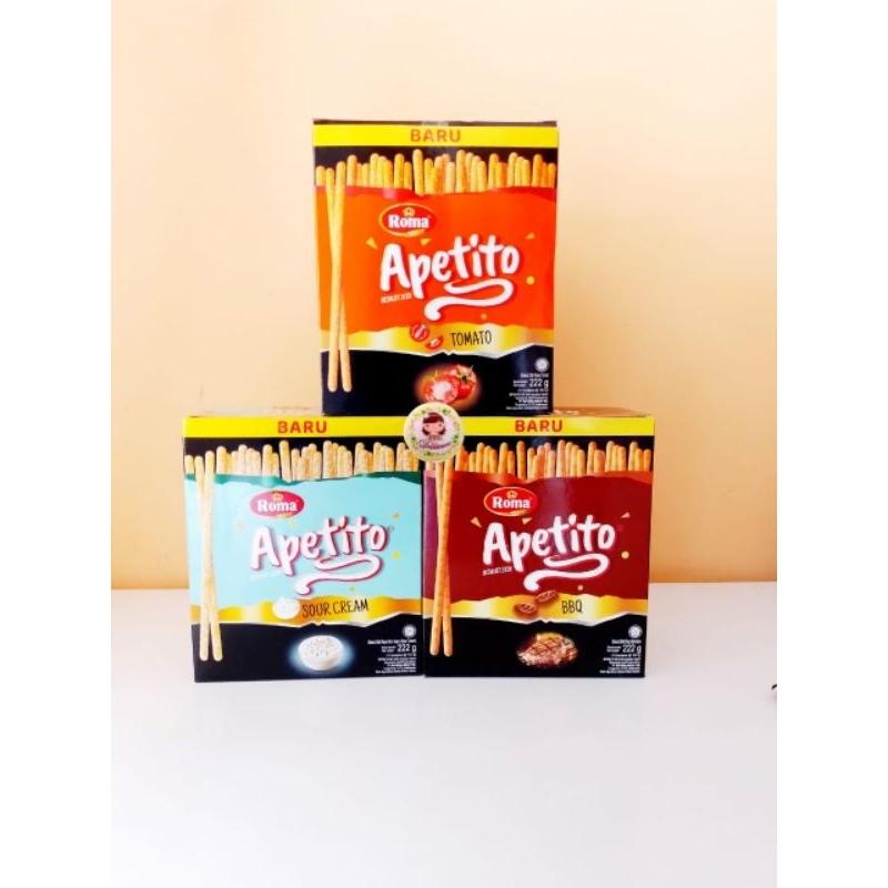Jual Roma Apetito Biskuit Stick Tomato , Sour Cream , BBQ, Pizza ( SCP ...