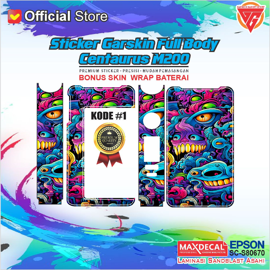 Jual Garskin Centaurus M200 Fullbody Skin Wrap 18650 Sticker Premium ...