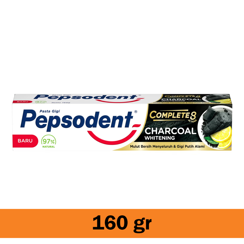 Jual Pepsodent complete 8 charcoal toothpaste 160 gr | Shopee Indonesia