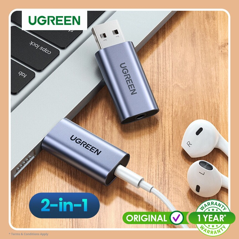 Jual UGREEN 80864 CONVERTER 2 in 1 USB A To 3.5mm External Sound Card ...