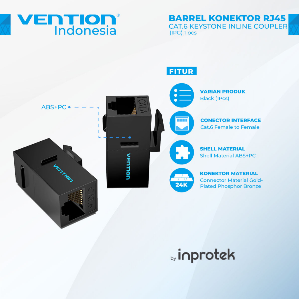 Jual Vention Barrel Konektor RJ45 Cat6 Cat5e Keystone Ethernet Extender ...