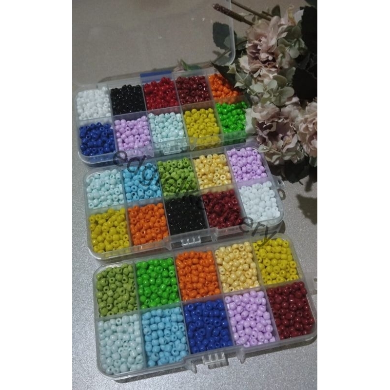 Jual paket box DIY manik payet pasir 10 sekat/monte pasir DIY payet ...