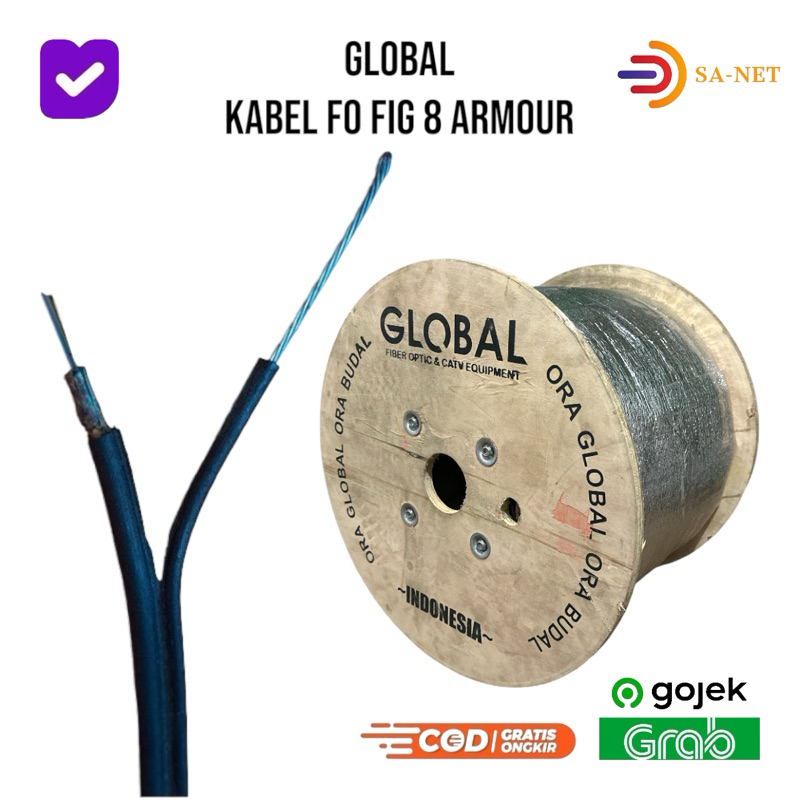 Jual GLOBAL 2 4 6 8 12 24 CORE FIG 8 ARMOUR 2KM / 2000M | KABEL FO FIBER OPTIK FIG8 DENGAN ...