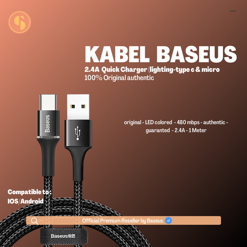 Jual Kabel Data LED Baseus Halo Fast Charging iPhone/Micro USB/Type C ...