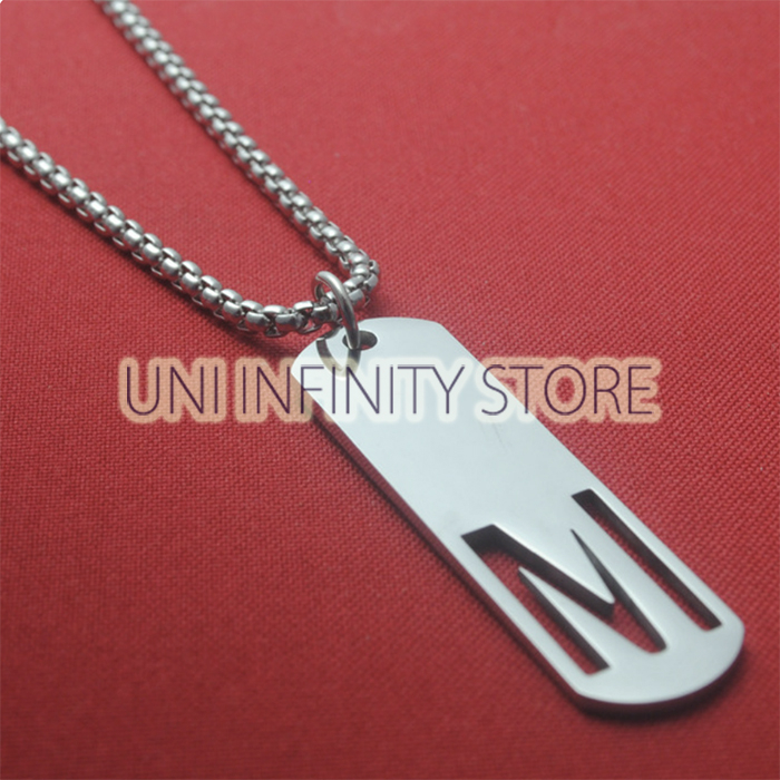 Jual JWNE0617 Kalung Pelat Nama Tentara Inisial Huruf Perak Krom Polos ...