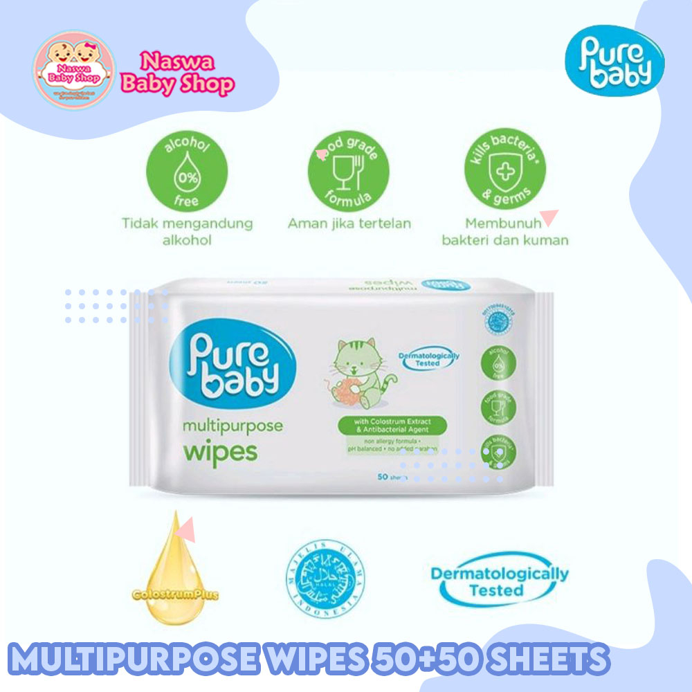 Jual Pure Baby Multipurpose Wipes Tisu Basah Bayi Serbaguna 50 + 50 ...