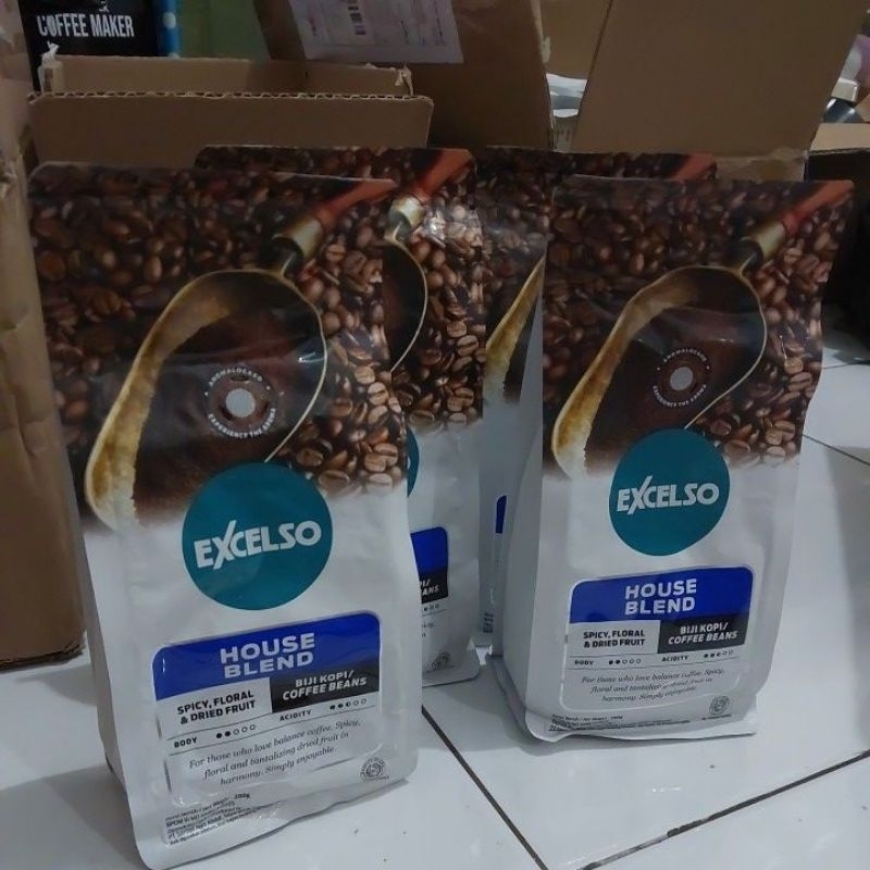 Jual Kopi Excelso House Blend 200gr coffe beans / biji kopi | Shopee ...