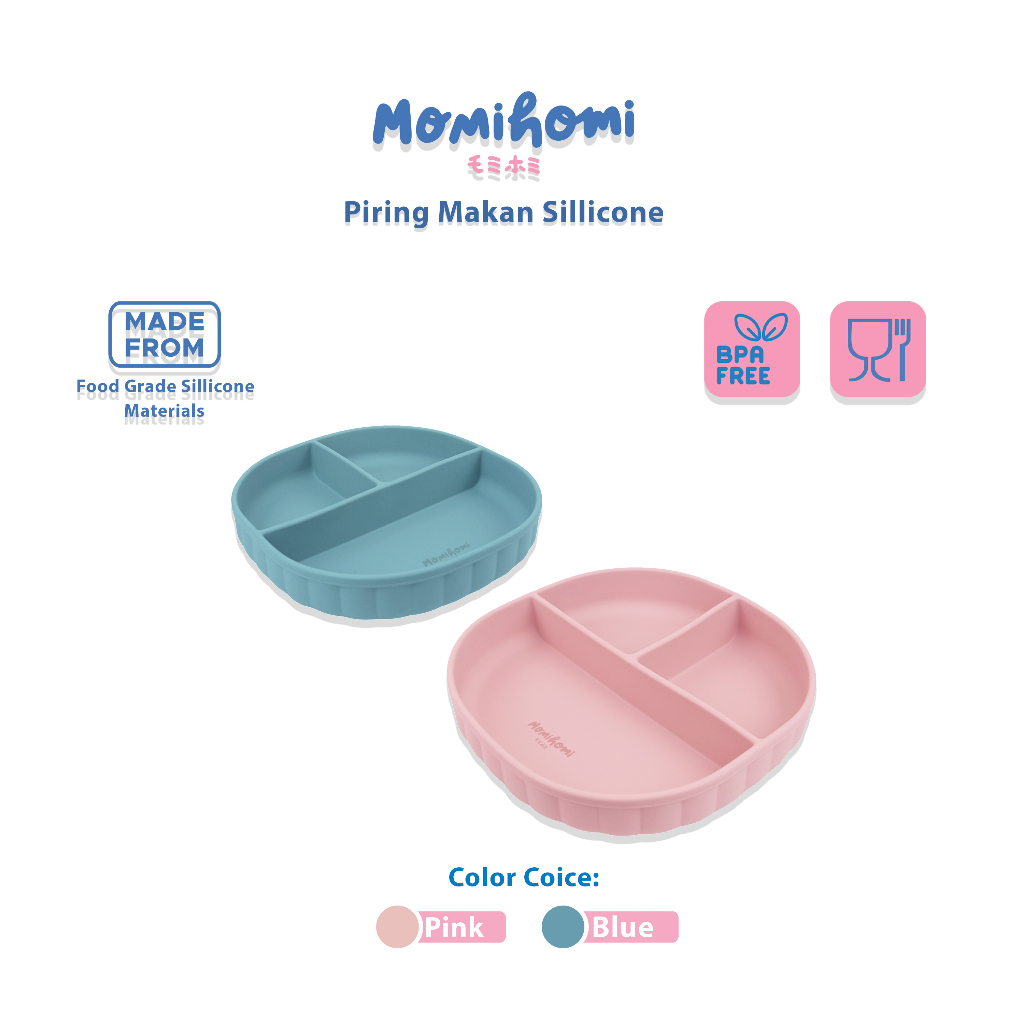 Jual Momi Homi Piring Makan Bayi Silikon Anti Slip Sekat 3 Perlengkapan ...