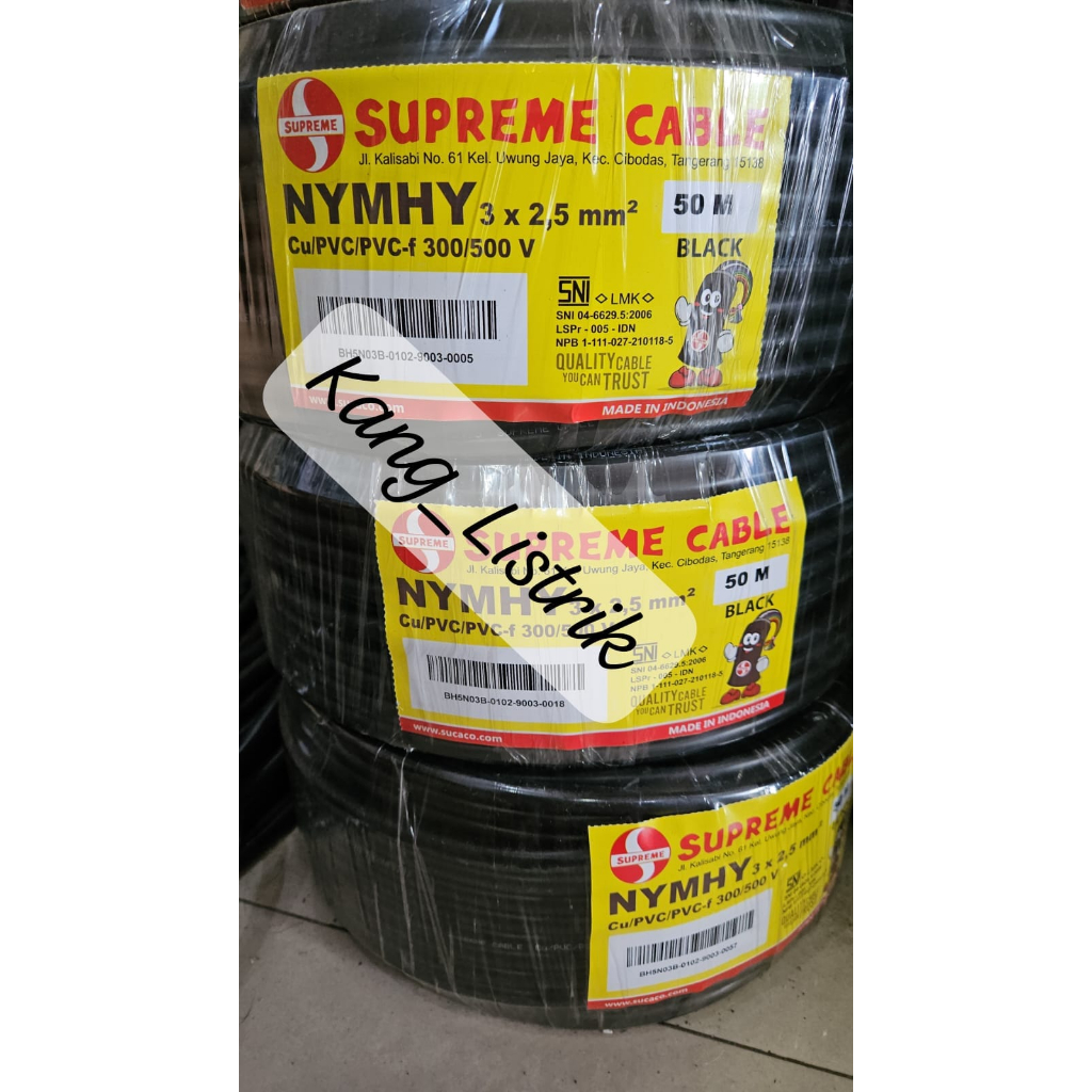 Jual Kabel Serabut Supreme Hitam NYMHY atau NYYHY 3x2,5mm PER50METER / 1 ROLL 50METER | Shopee ...