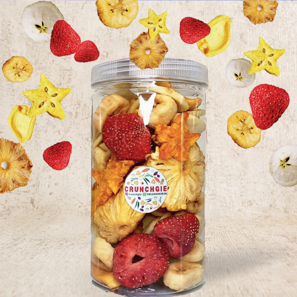 Jual Snack Buah Toples 1L 225gr | Buah Kering Renyah | Kripik Buah ...