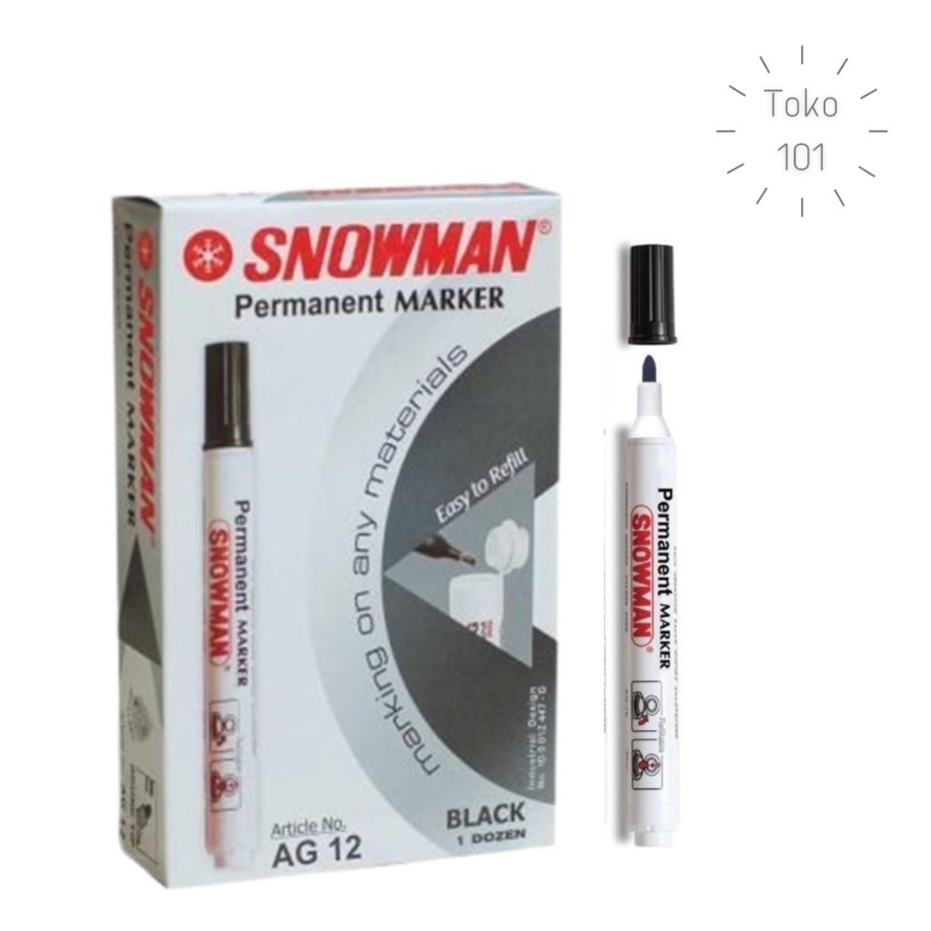 Jual Spidol Snowman Permanent AG-12 Hitam | Shopee Indonesia