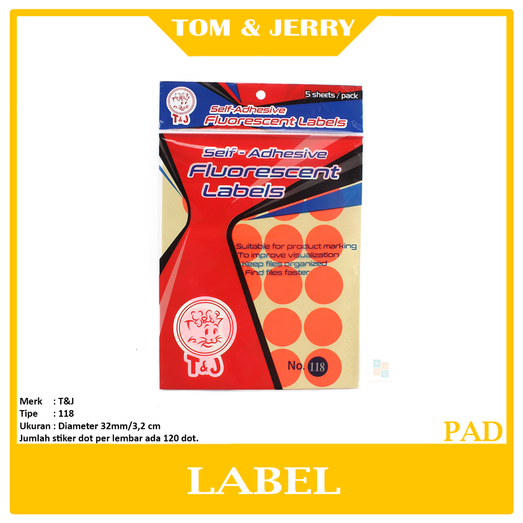 Jual TOM & JERRY - Labels 118 Merah Color Dot - Pad | Shopee Indonesia