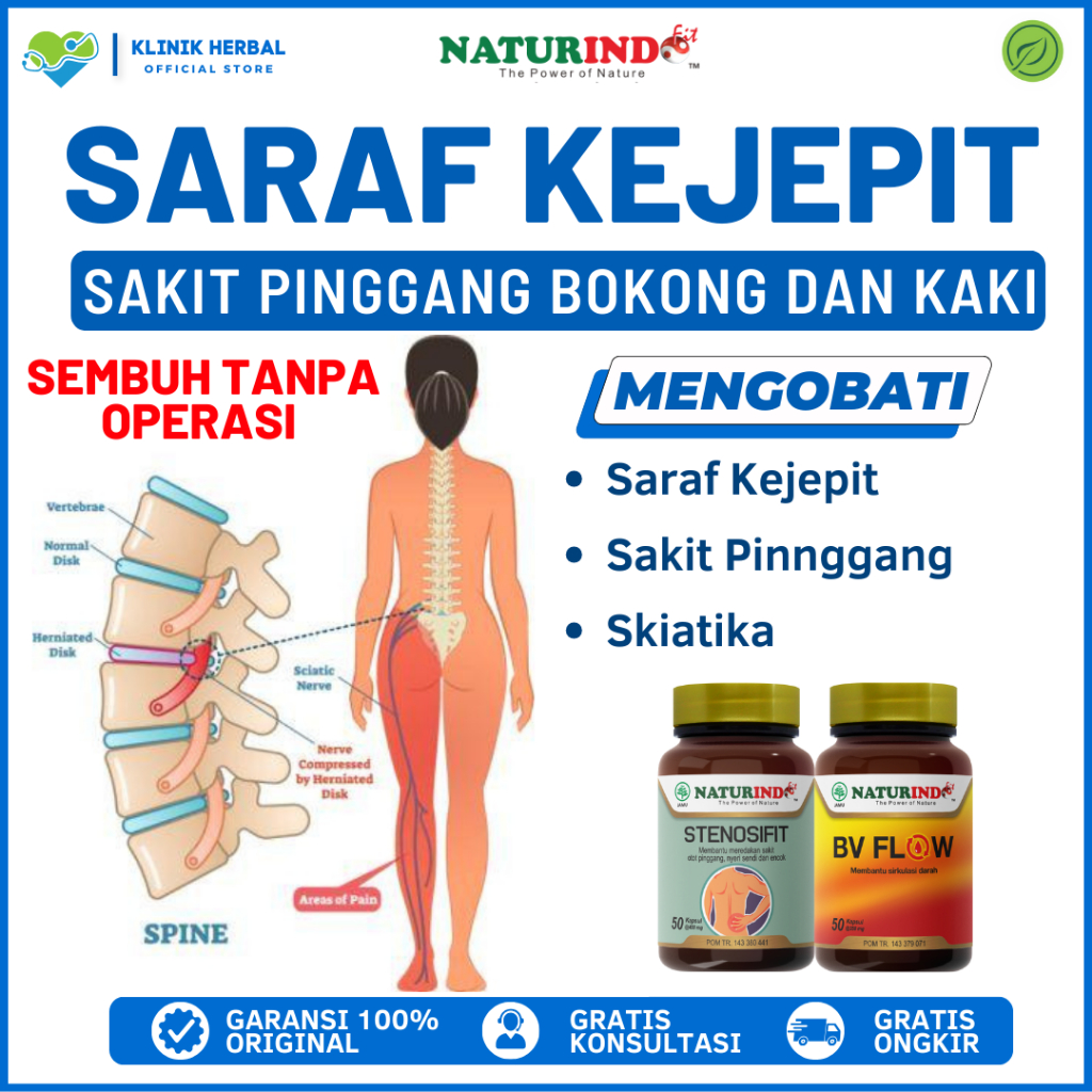 Jual Obat Sakit Pinggang Saraf Kejepit Bokong dan Kaki Syaraf Terjepit Skiatika Stenosifit ...