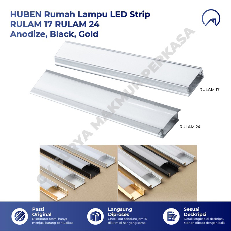 Jual HUBEN List Rumah Lampu LED Stripe Aluminium RULAM-17 RULAM-24 ...