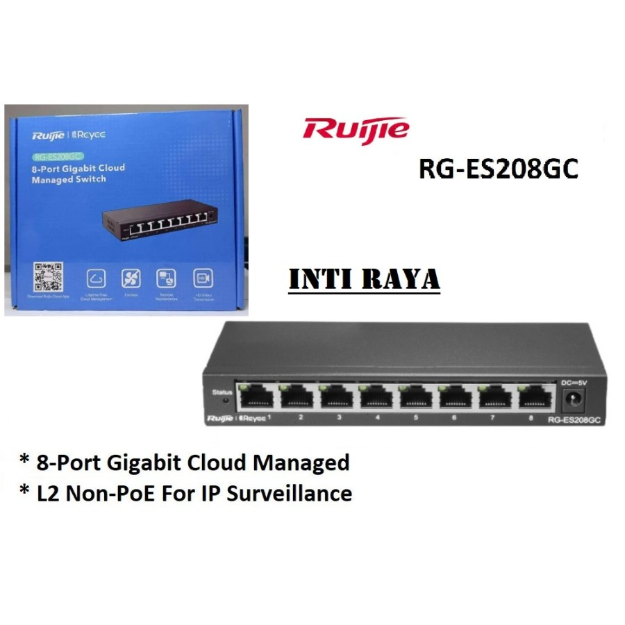 Jual Ruijie RG-ES208GC ES208GC Cloud Managed L2 Non-PoE Switches ES208 GC | Shopee Indonesia