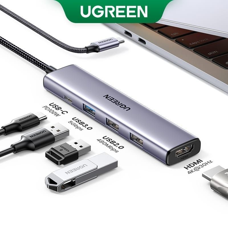 Jual Ugreen 5 in 1 USB HUB 5Gpbs USB C To USB 3.0/2.0 HUB HDMI 4K 30Hz ...
