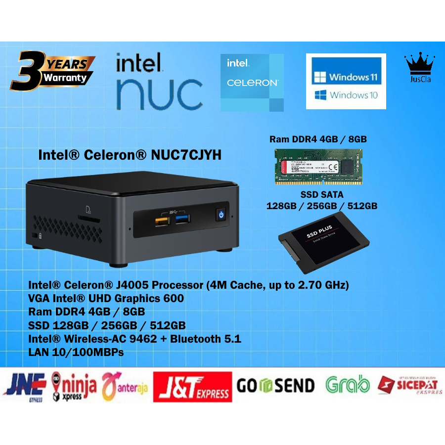 Jual INTEL NUC NUC7CJYH Intel Celeron Mini PC Barebone Intel® Celeron® J4005 2,7GHz, NUC7CJYH ...