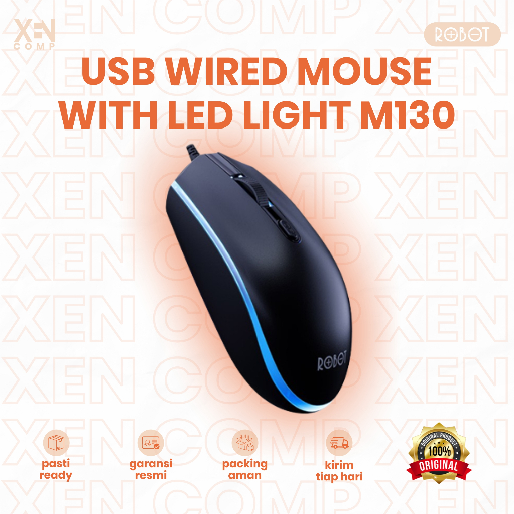 Jual Robot Mouse M130 USB Wired with LED Light 800 1200 1600 DPI ...