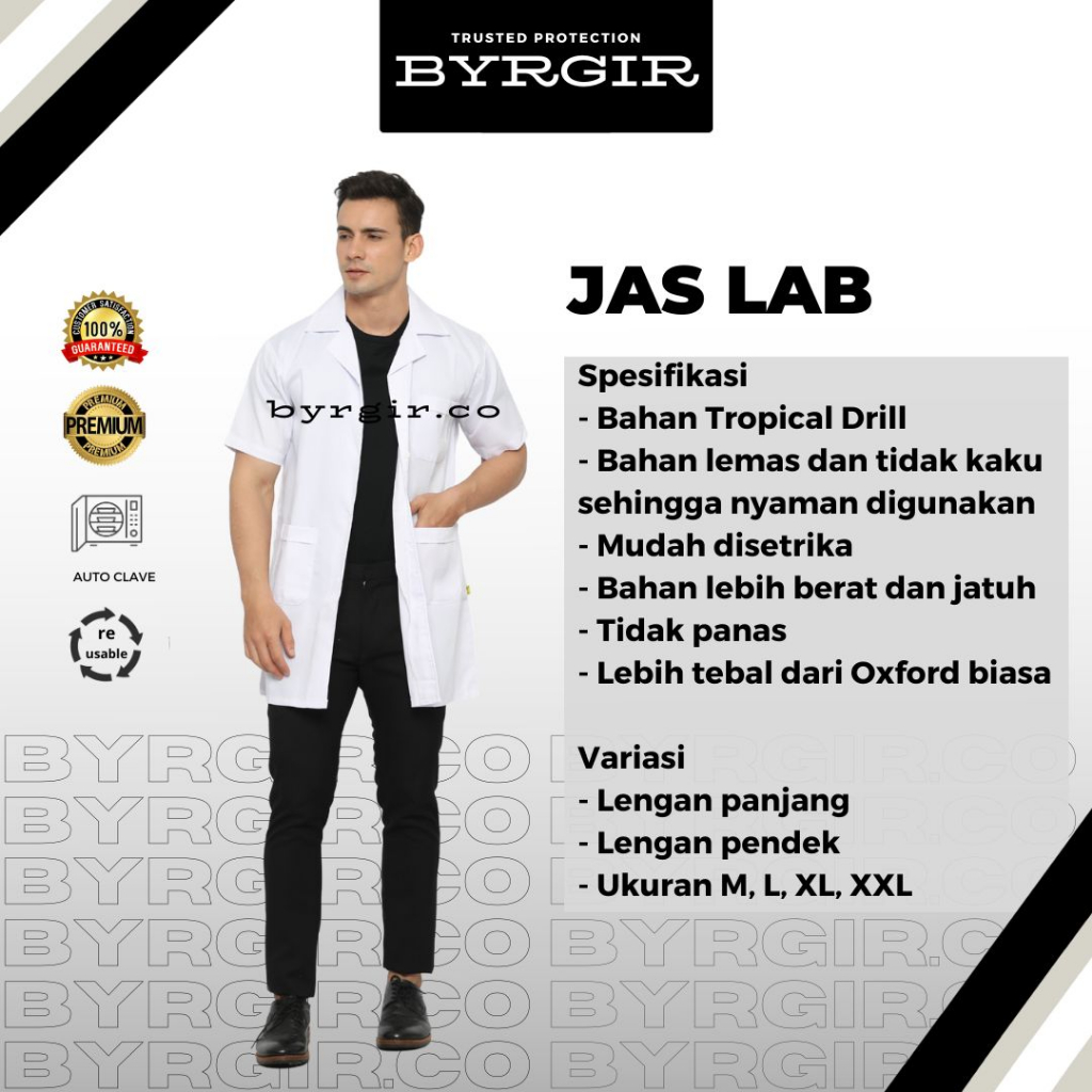 Jual BYRGIR Jas Lab APD Baju Laboratorium Lengan Pendek Baju RS Praktek ...