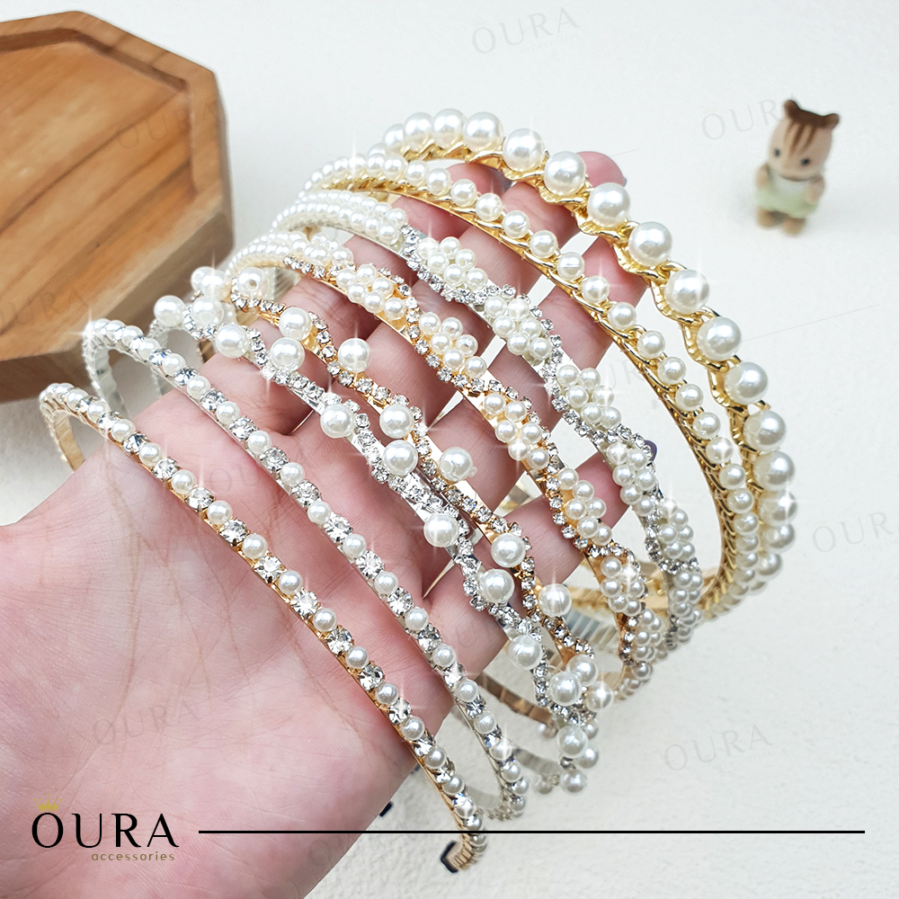 Jual Bando Mutiara Korea Bandana Dewasa Berlian Korean Pearl Headband ...
