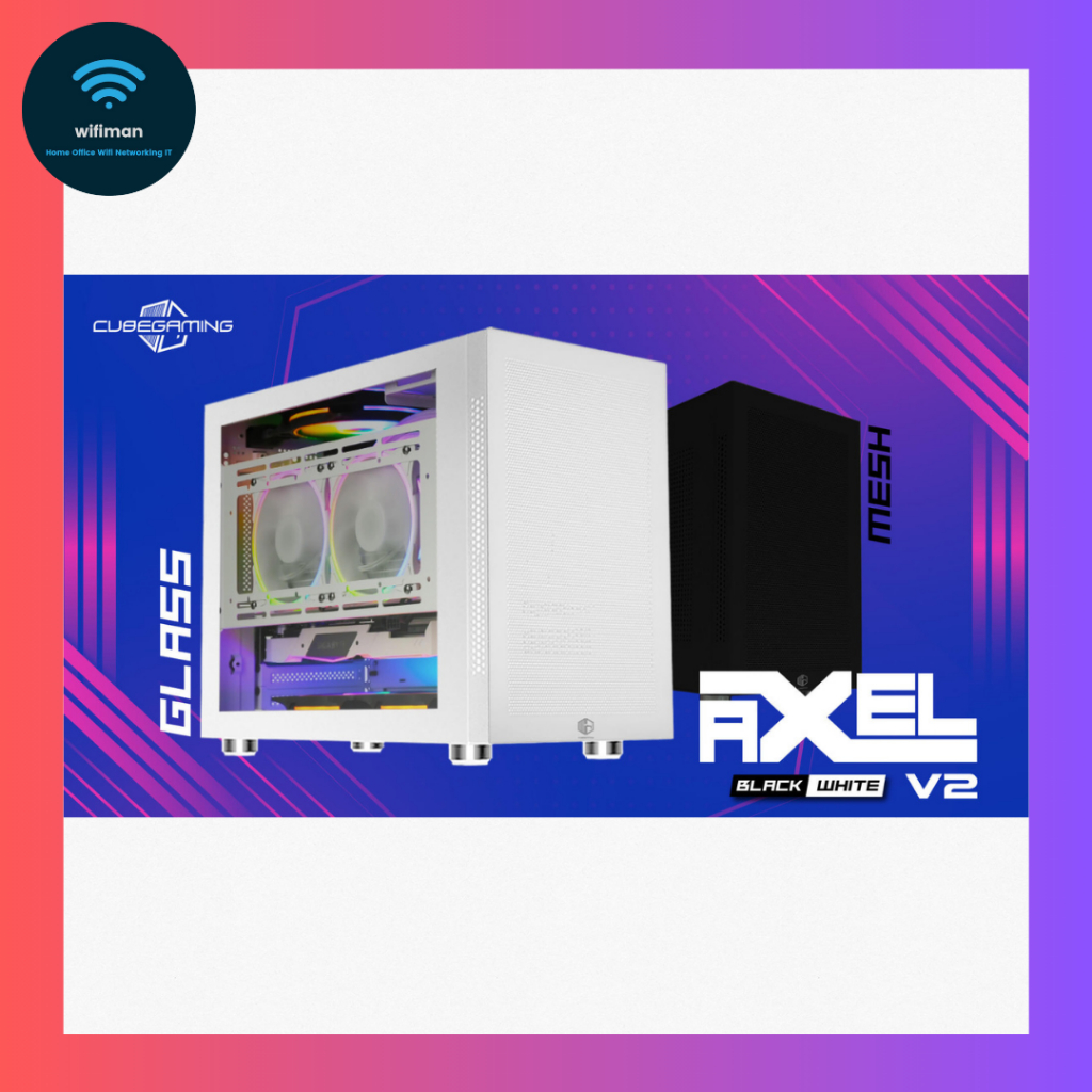 Jual Cube Axel V2 MATX ITX Mesh PC Case White Black Hitam Putih USB C ...