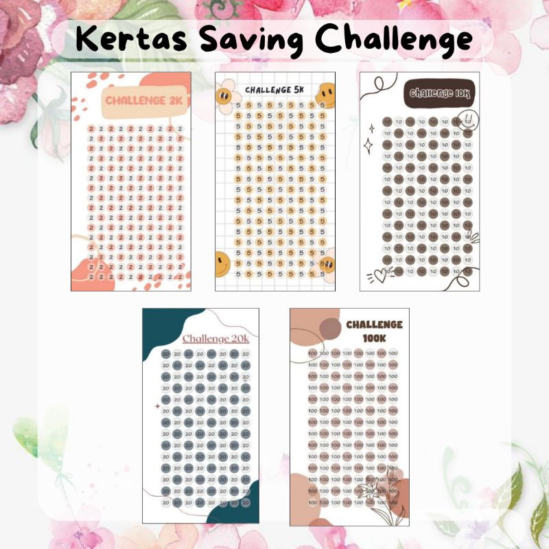 Jual (Isi 5) Kertas Binder A6 Ring 6 Saving Challenge / Kertas Binder Tantangan Menabung ...