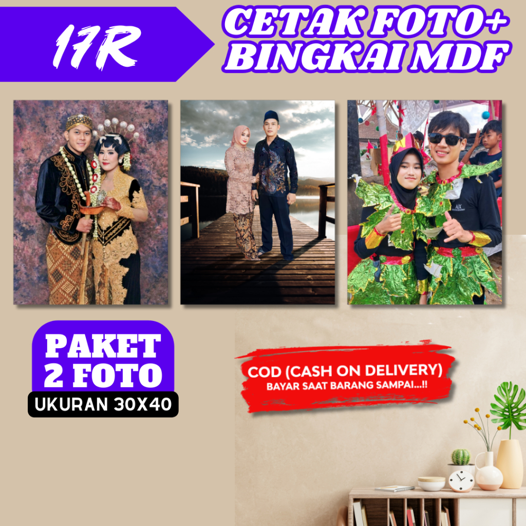 Jual 3 Foto + Bingkai MDF 30x40 CM ( 17R ) | Shopee Indonesia