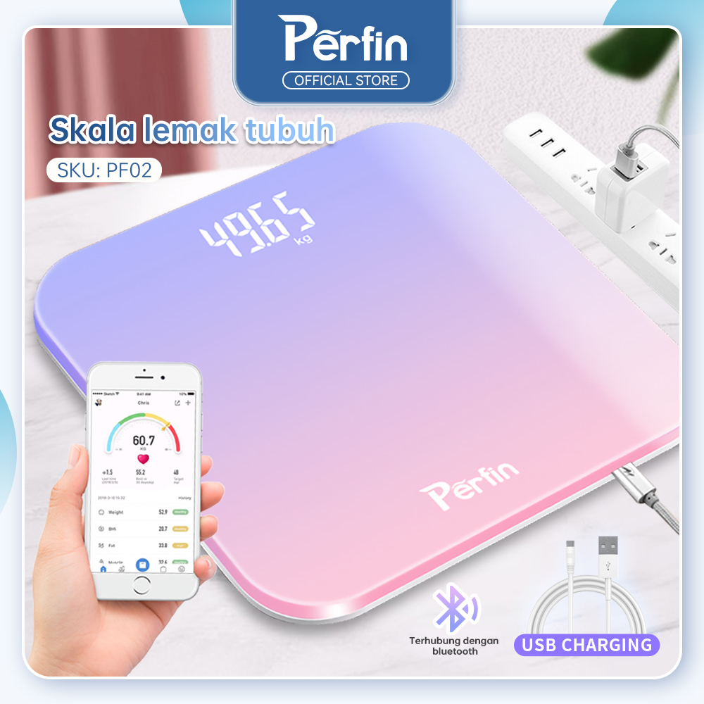 Jual Perfin PF04 Timbangan Badan Digital Body Fat Monitor with App ...