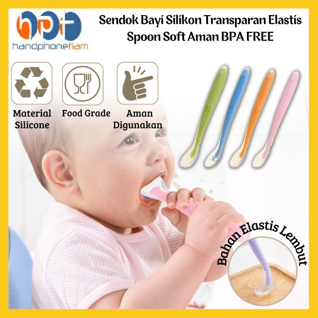 Jual Sendok Bayi Silikon Transparan Elastis Spoon Soft Lembut Peralatan ...