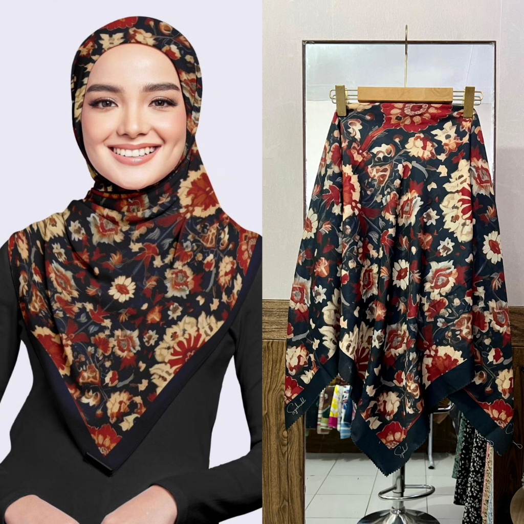 Jual HIJAB VOAL MOTIF ETHNIC SERIS SYA LABELS//HIJAB 110 CM X 110 CM ...