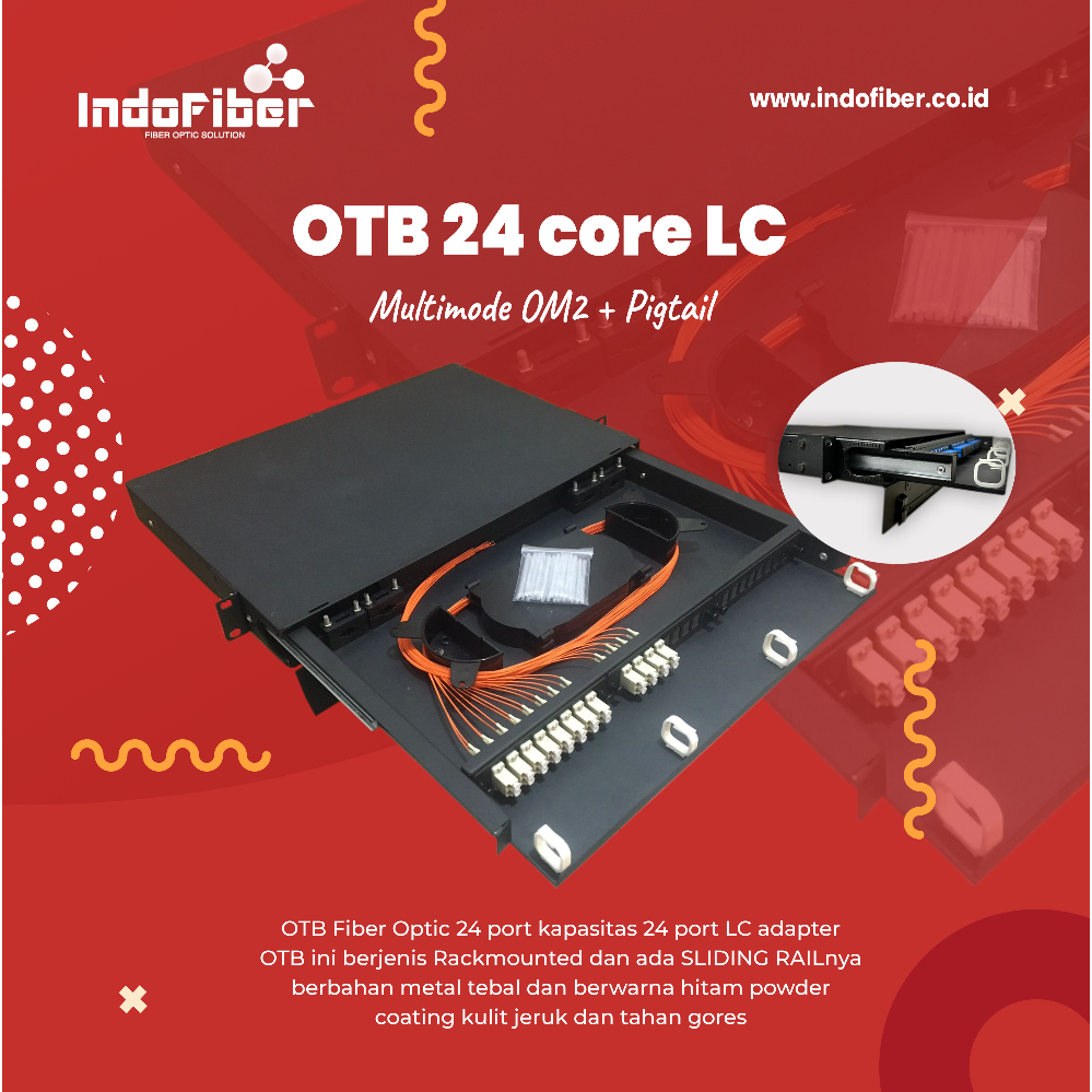 Jual Indofiber OTB 24 core LC Multimode OM2 rackmount sliding rail ...