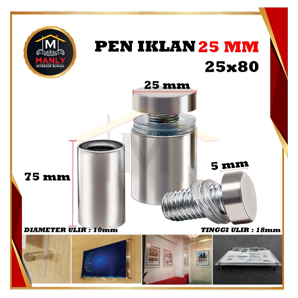 Jual Pen Iklan 25 x 80 mm / Pen Baut Iklan Kaca Akrilik Sign Board ...