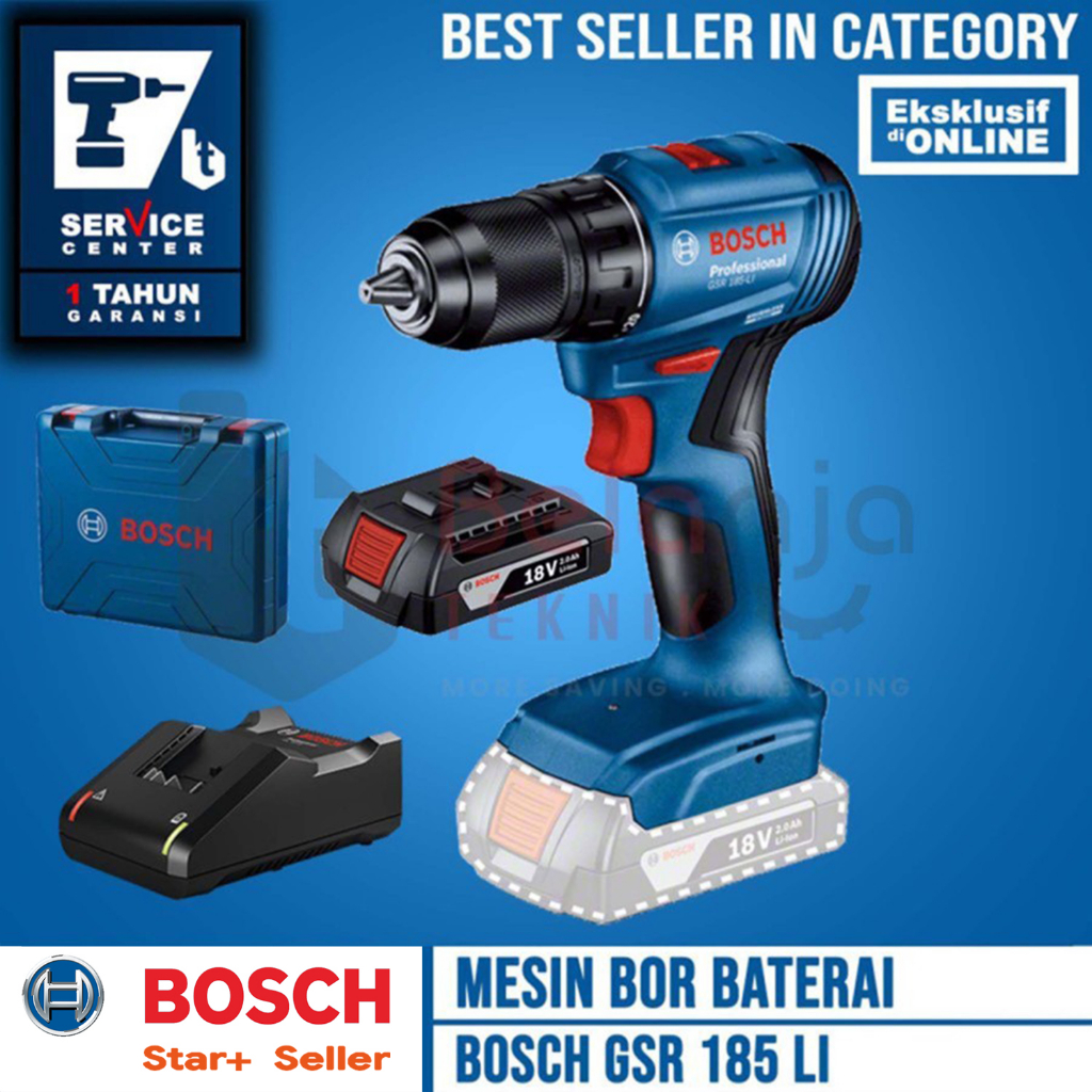 Jual Bosch Mesin Bor Baterai Cordless Drill Brushless GSR 185 LI 18 ...
