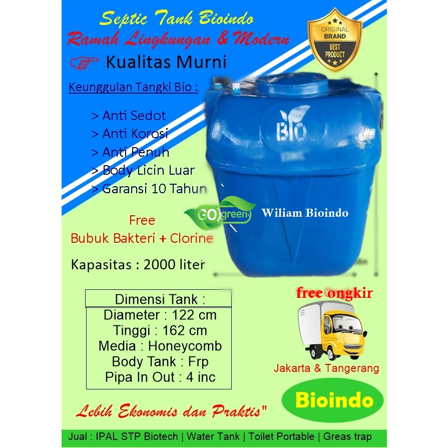 Jual septic tank bioindo 2000 liter, septic tank biotech, biofil septic ...