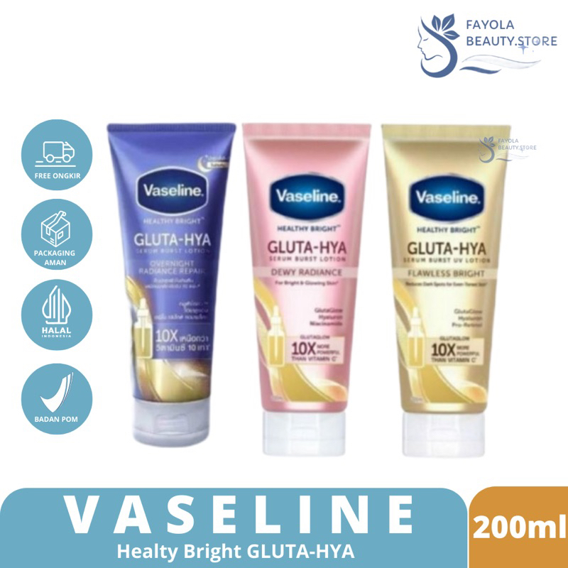 Jual [READY] VASELINE GLUTA HYA SERUM BURST UV BODY LOTION 200ML ...