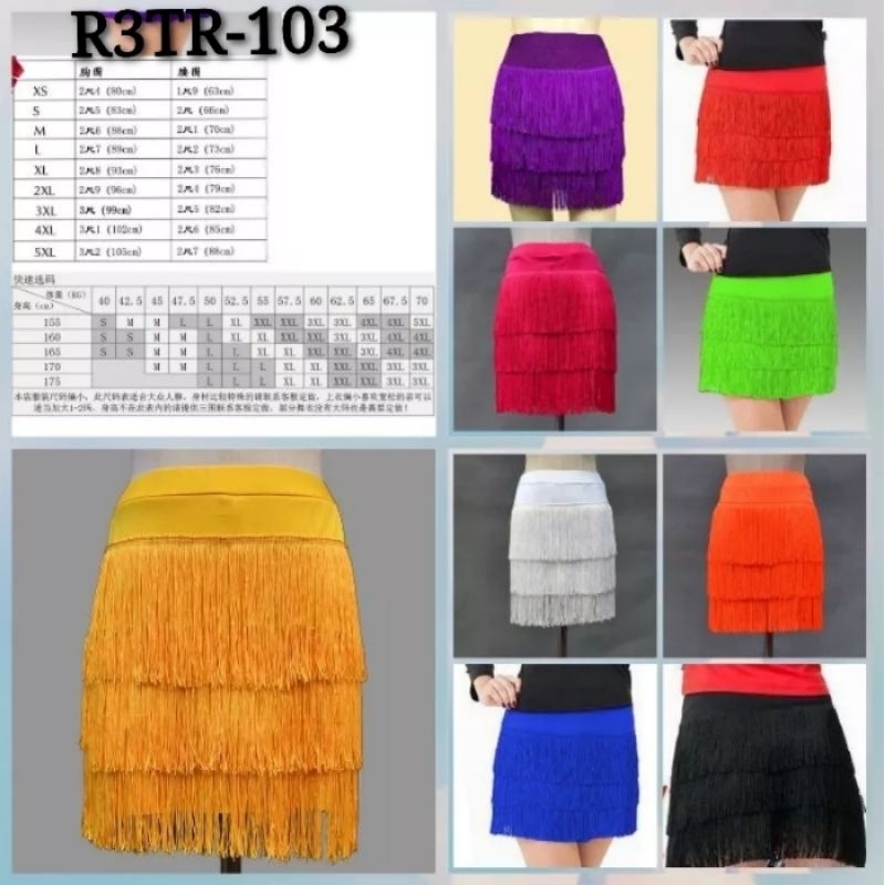 Jual Rok Rumbai Rata 3T (A) Rok Line Dance Belly Dance Salsa Latin ...